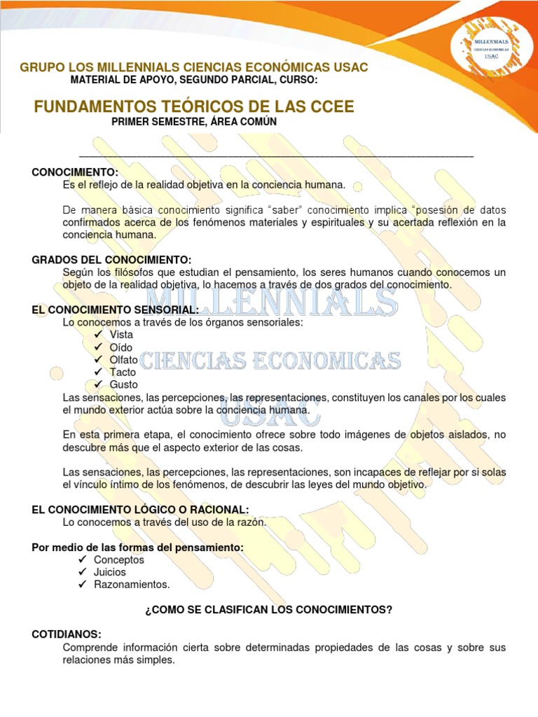 FUNDAMENTOS TEORICOS DE LAS CCEE Segundo Parcial | PDF | Conocimiento ...
