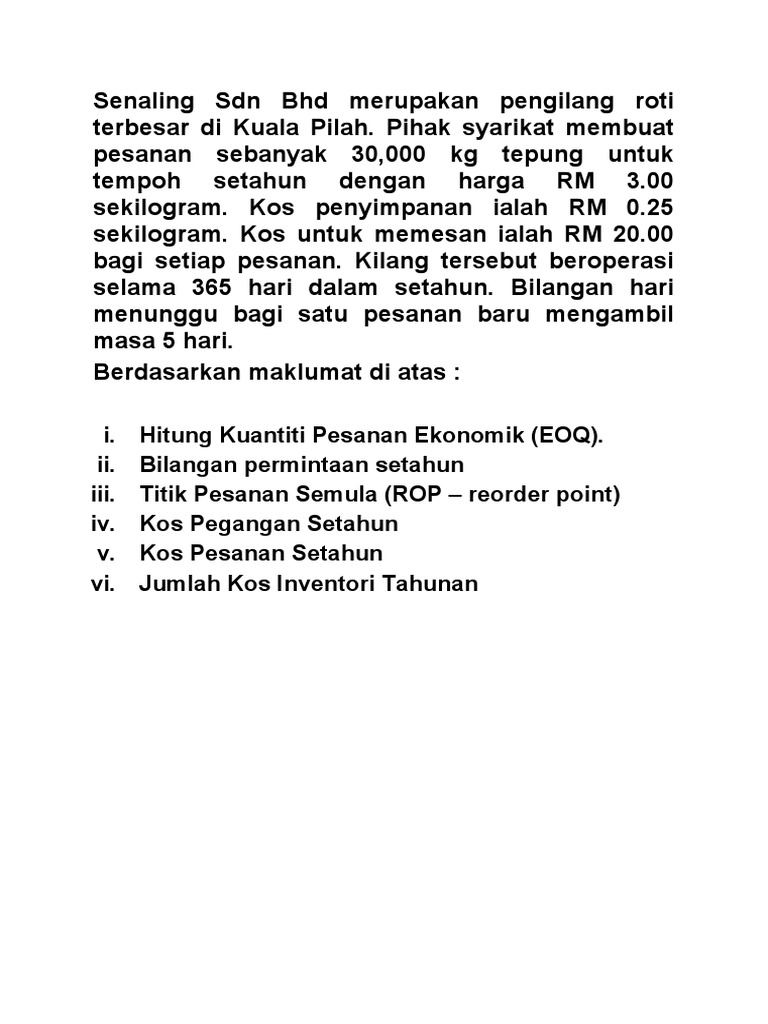 Latihan Bab 2 Eoq | PDF