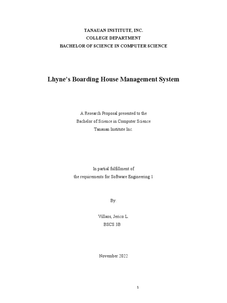 Boarding House Management System | PDF | Landlord | Systems Engineering