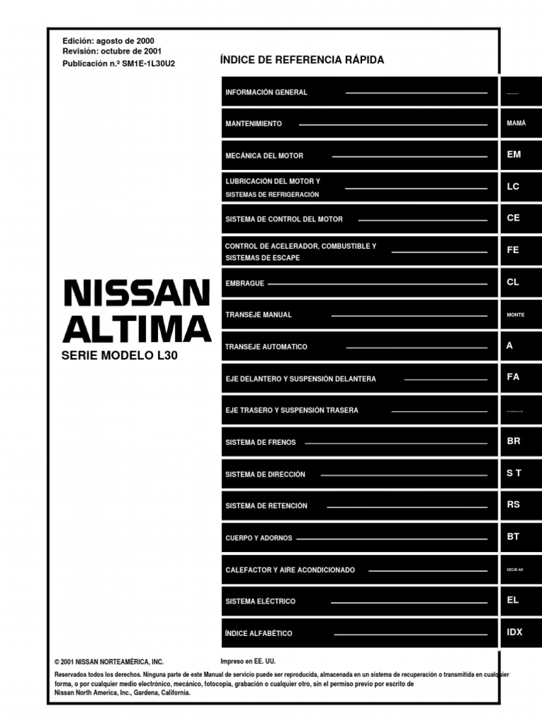 Altima 1998-2001 | PDF | Airbag | Inyección de combustible