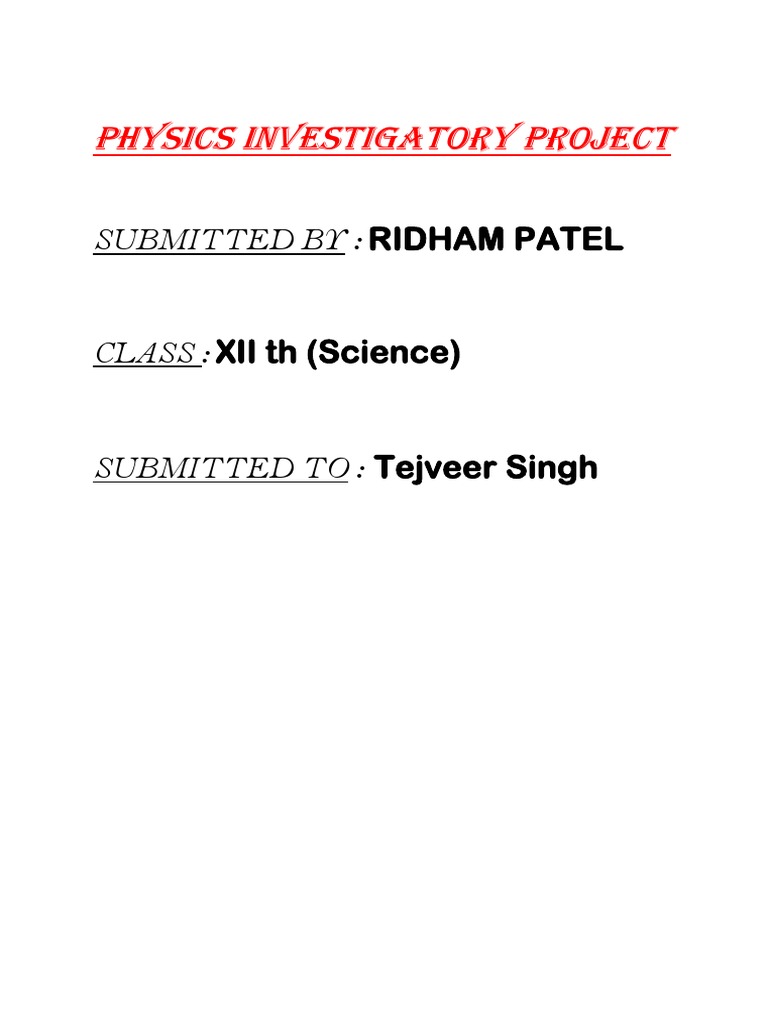 Physics Investigatory Project | PDF | Transformer | Inductor