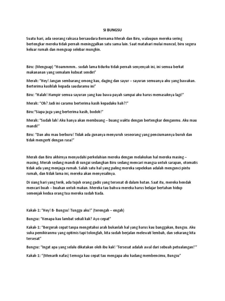 Si Bungsu - Script | PDF | Fiksi Misteri, Thriller, & Kejahatan