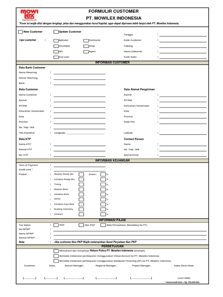 New Customer Form | PDF
