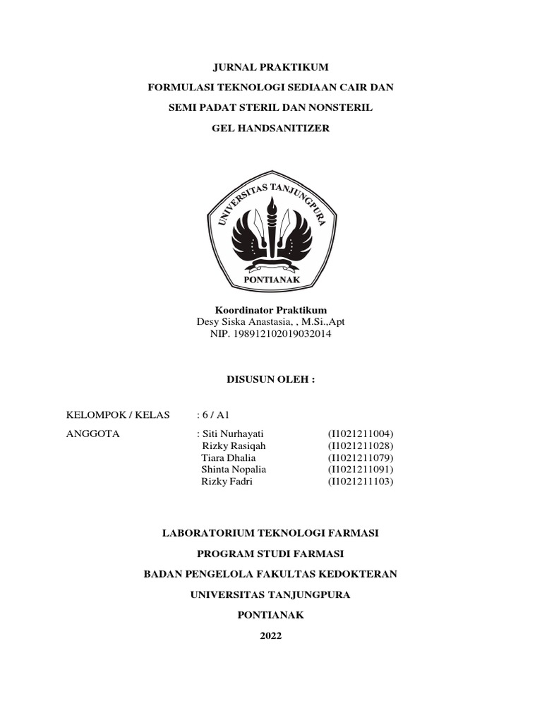 A1 - Laporan Akhir Gel Handsanitizer - Kelompok 6 - FTS. | PDF