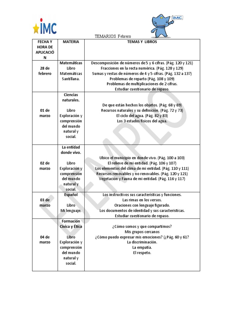 Temario Ejemplo | PDF