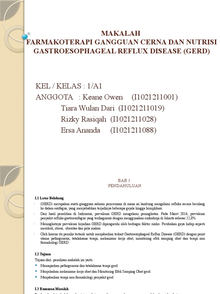 Farmokoterapi Penyakit Refluks Gastroesofageal (GERD) | PDF