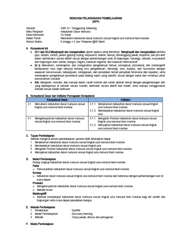 RPP 1 KDM Kelas Xi | PDF