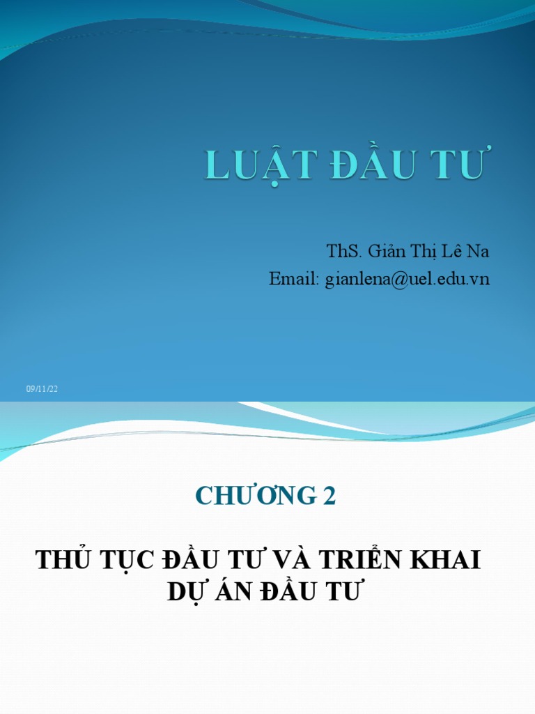 Chuong 2. Thu Tuc Dau Tu & Trien Khai Du An Dau Tu | PDF