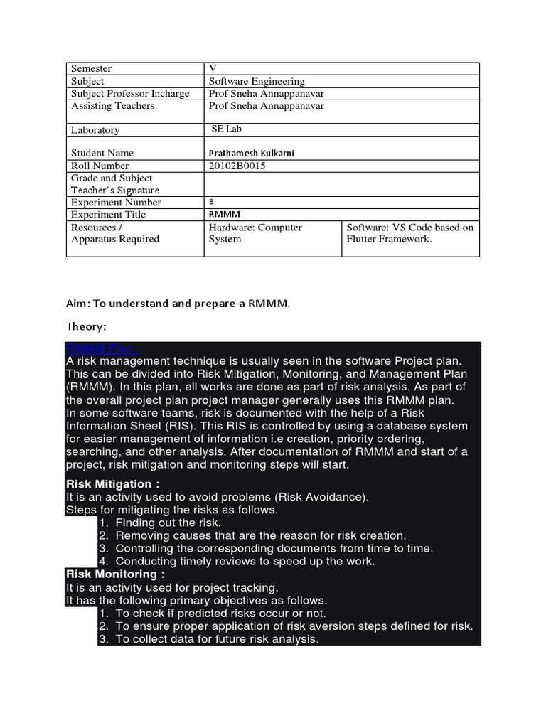 RMM 20102B0015 | PDF | Risk | Risk Management