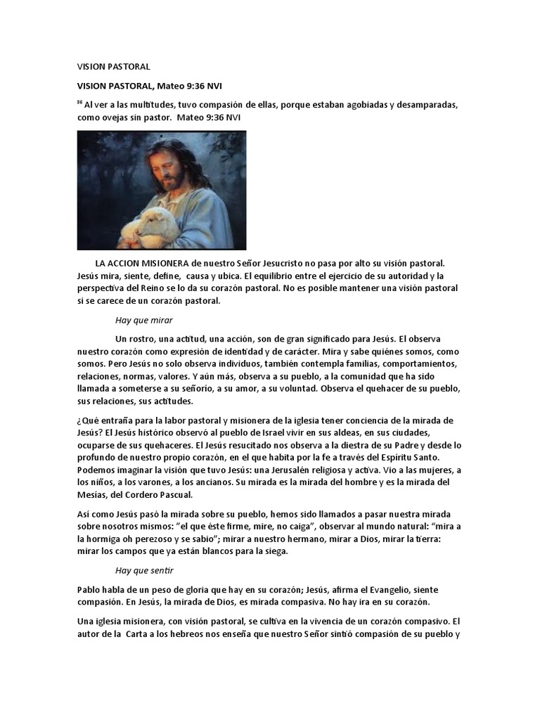 Vision Pastoral | Descargar gratis PDF | Jesús | Misericordia