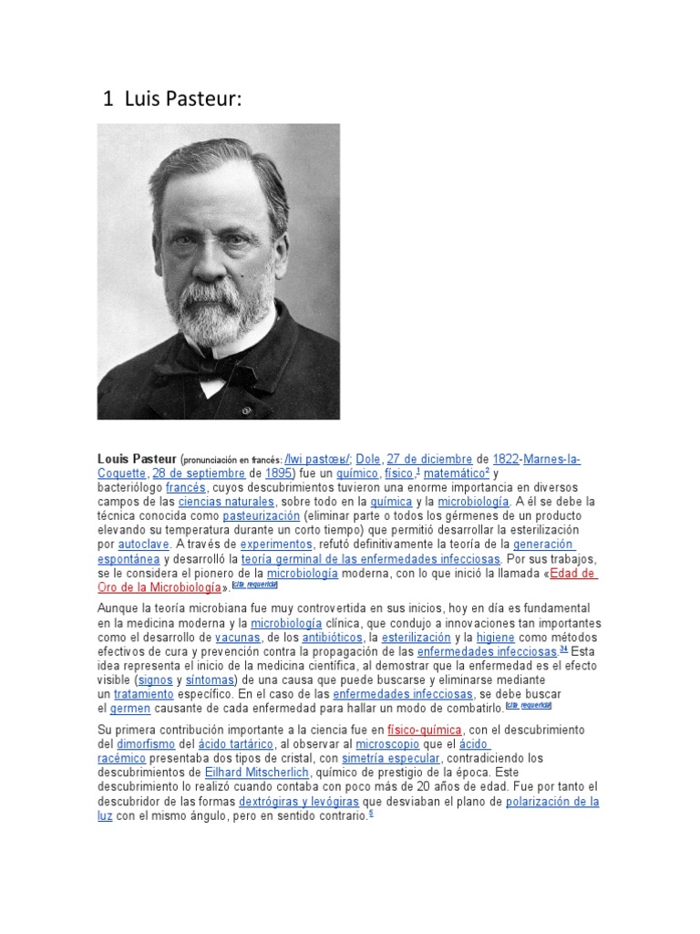 1 Luis Pasteur | PDF | Luis Pasteur | Charles Darwin