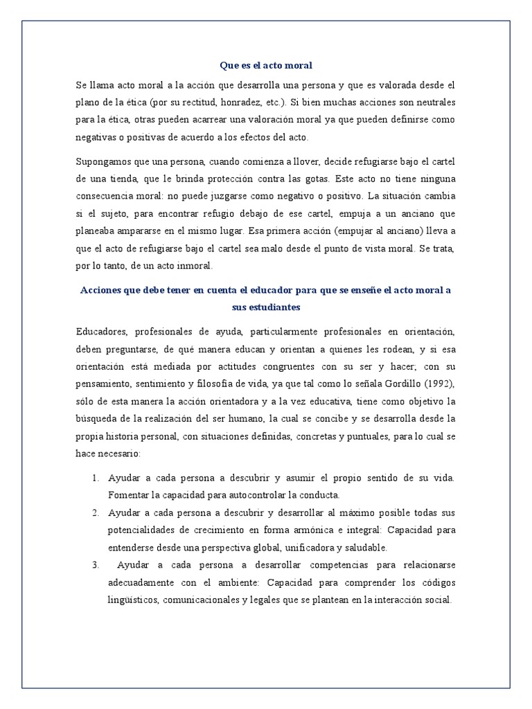Que Es El Acto Moral | PDF | Moralidad | Sicología