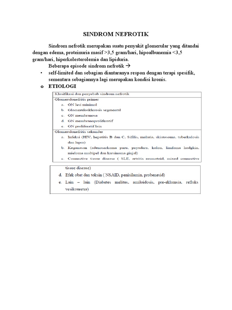 Sindrom Nefrotik | PDF