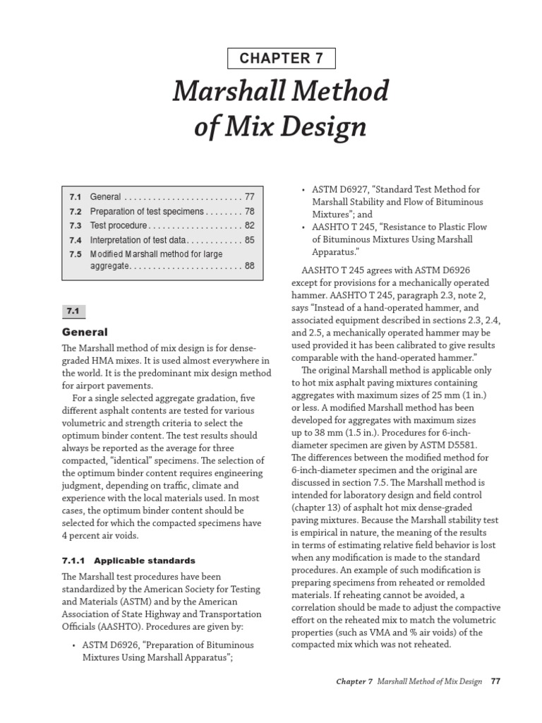 Marshal Mix Design | PDF | Asphalt | Deformation (Engineering)