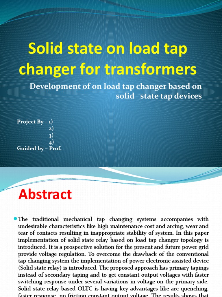 Solid State Tap Changer Presentation | PDF | Transformer | Equipment