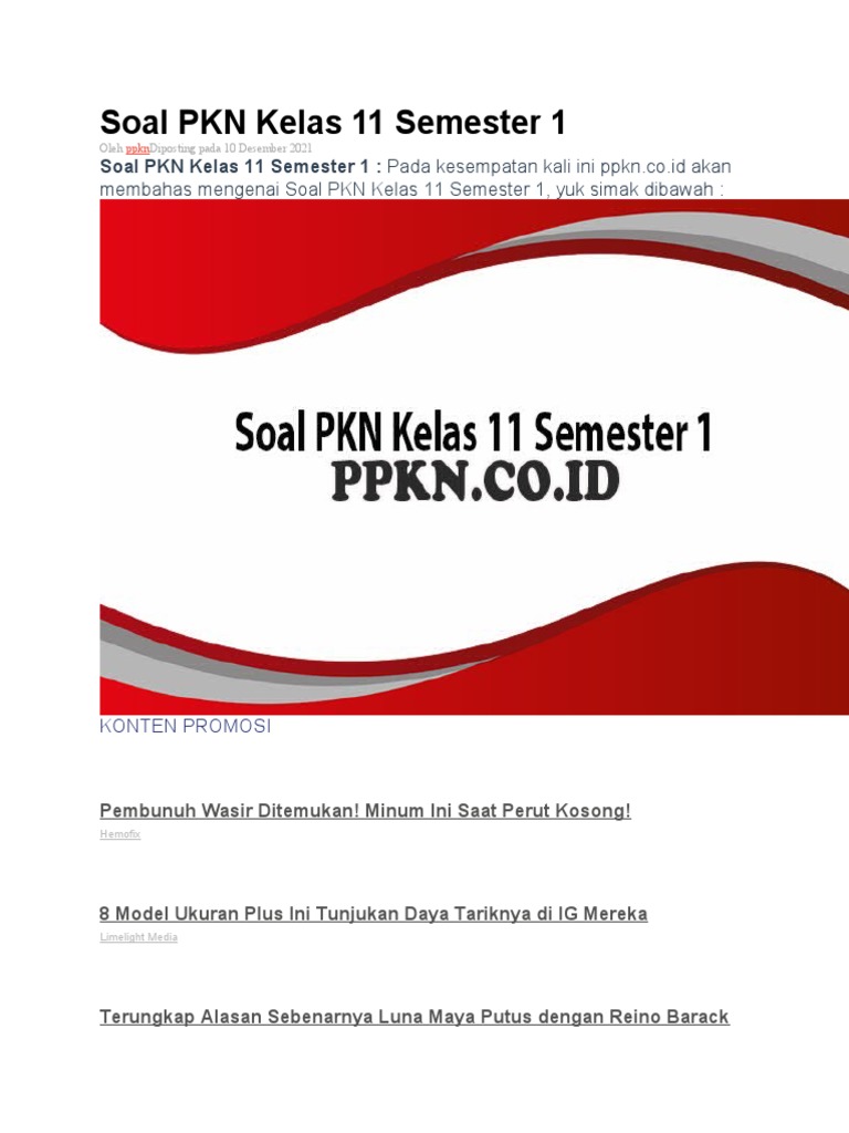 Soal PKN Kelas 11 Semester Ok | PDF
