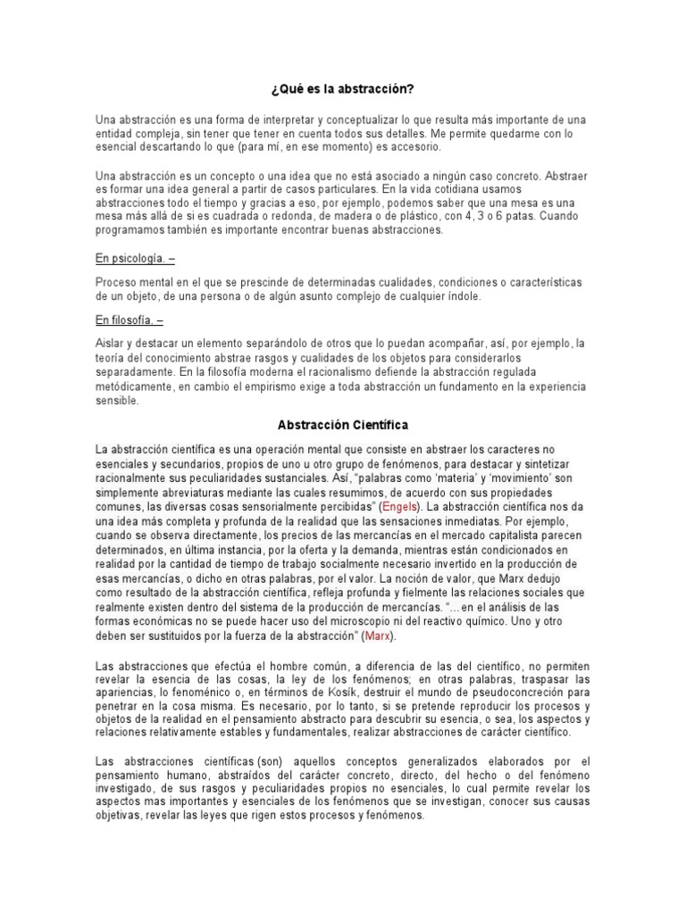 Qué Es La Abstracción Pdf Abstracción Bienes