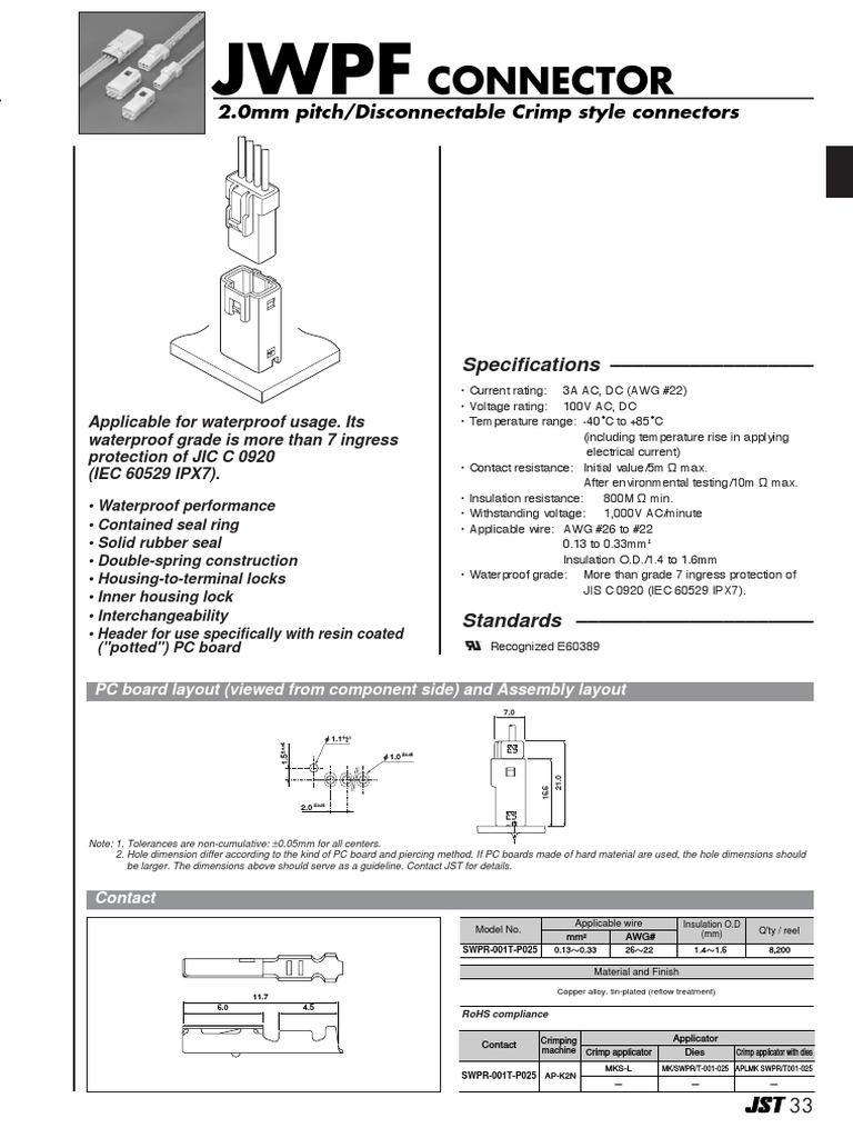 JST - 03R JWPF Vsle S | PDF | Electrical Connector | Electromagnetism