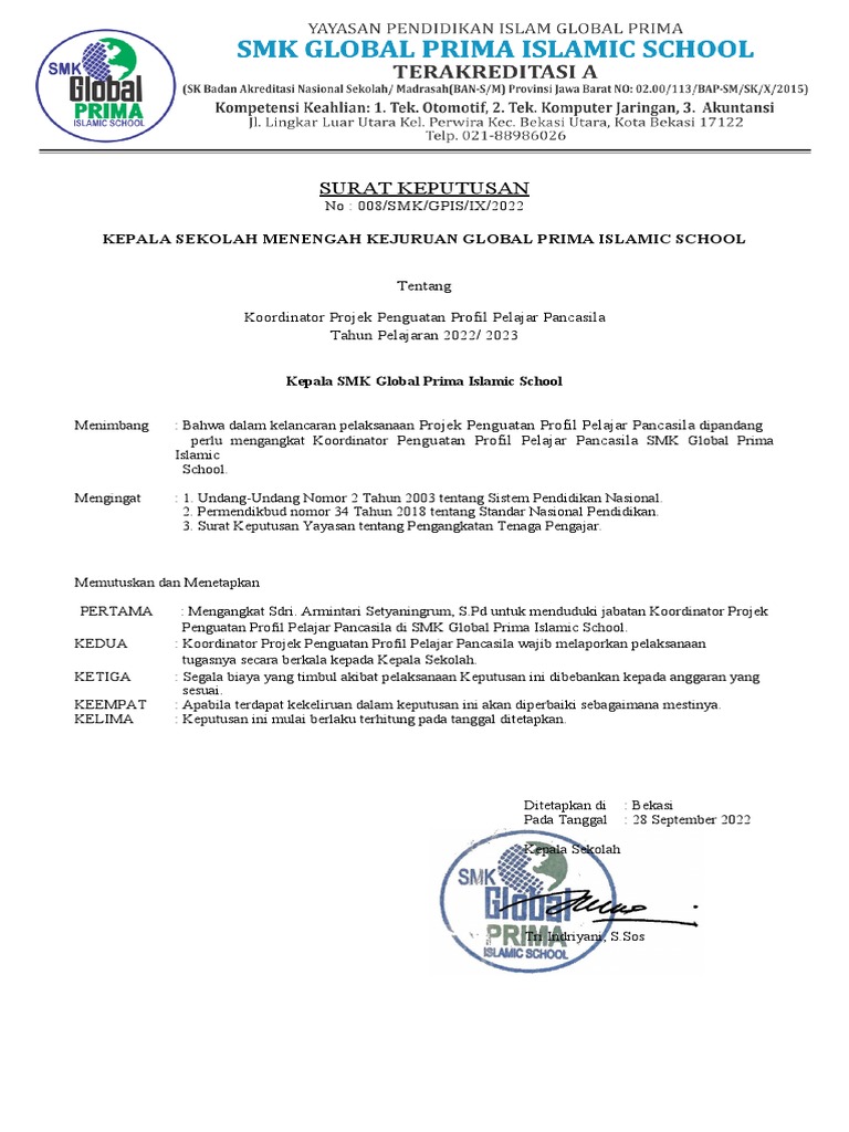 SK Koordinator P5 2022-2023 | PDF