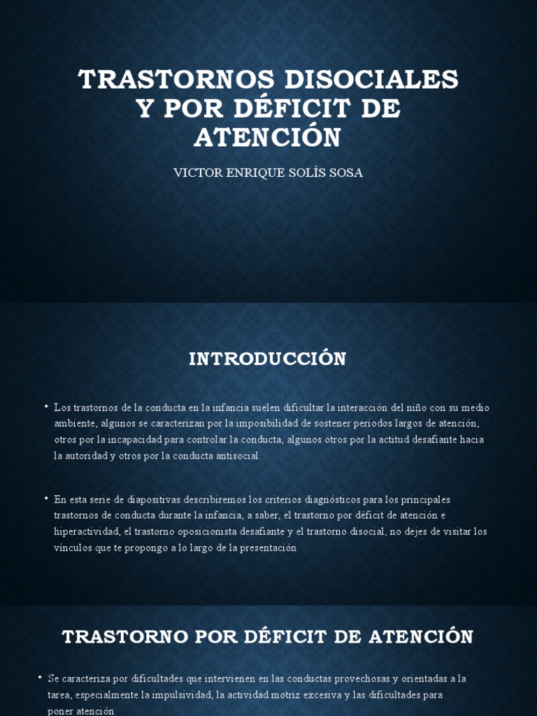 Trastornos Disociales y Por Déficit de Atención (Con URL) | PDF | Desorden hiperactivo y deficit ...