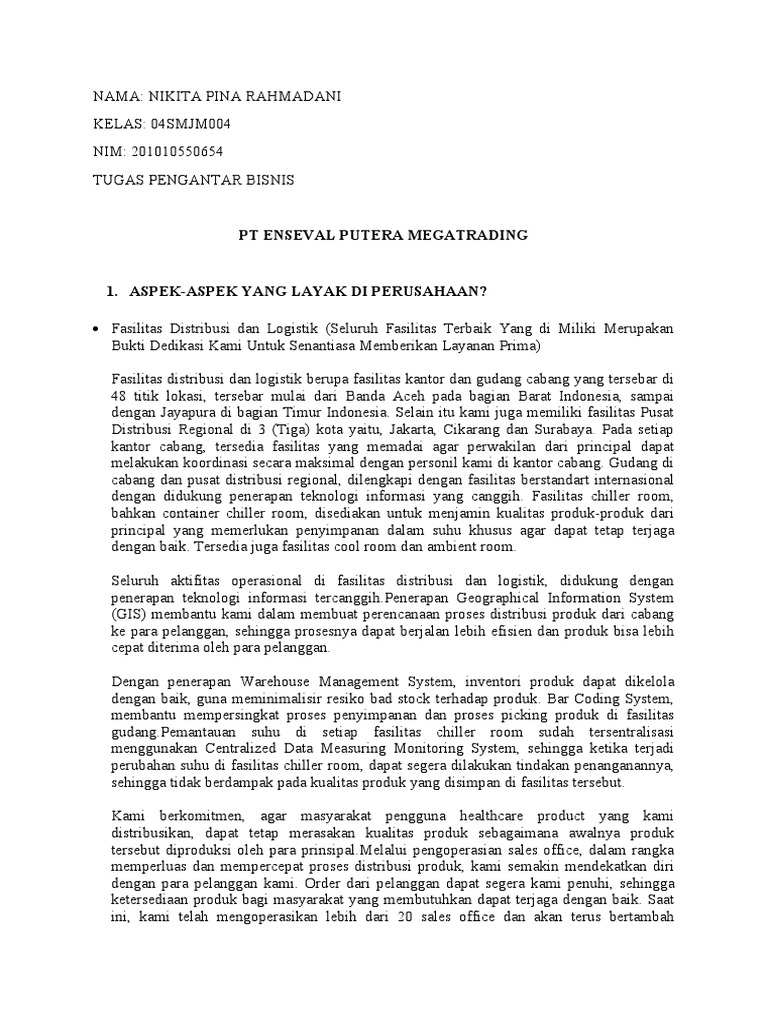 Analisis Bisnis Enseval | PDF