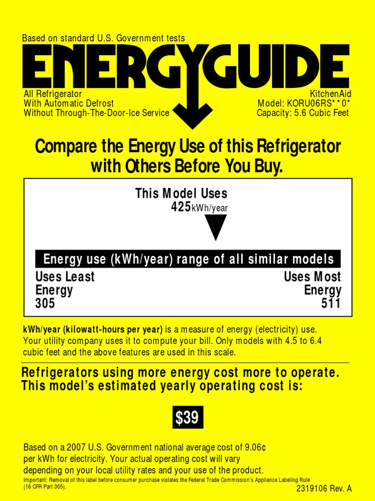 Refrigerator Energy Use Comparison Guide | PDF | Kilowatt Hour ...