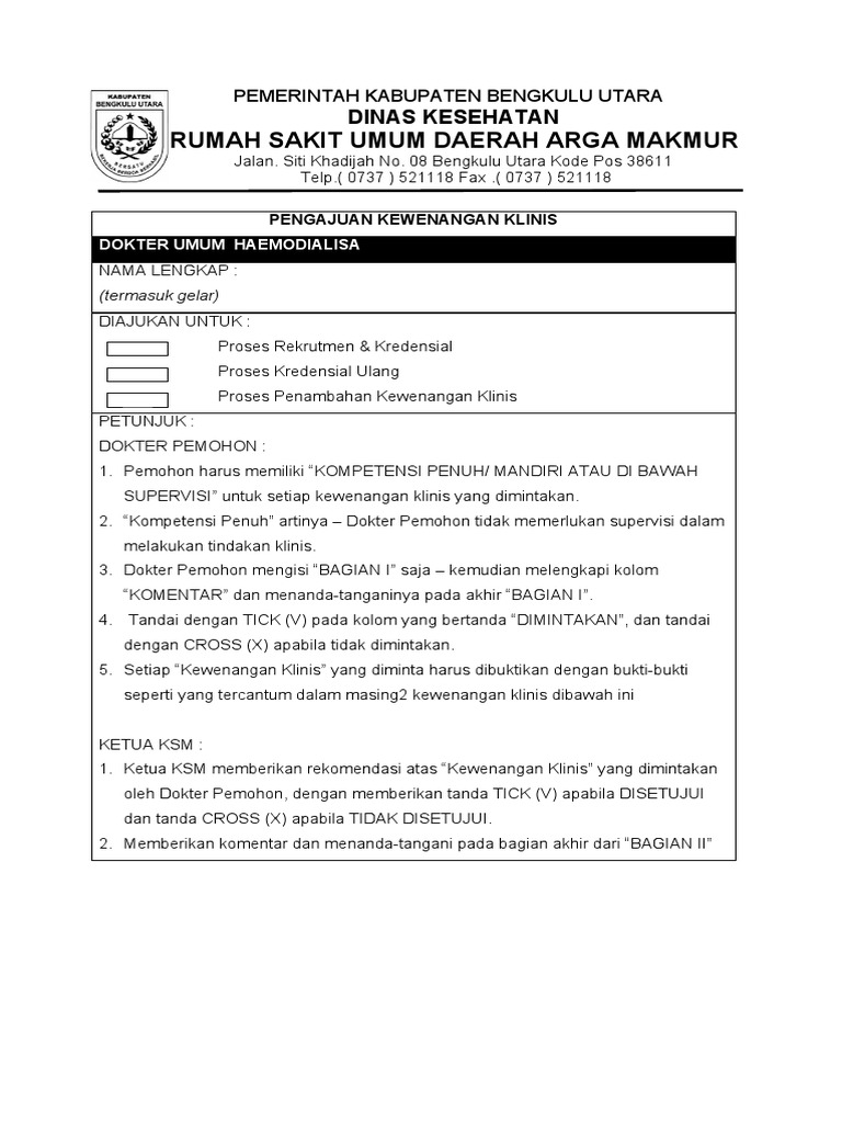 Pengajuan RKK Dokter Umum Hemodialisa | PDF