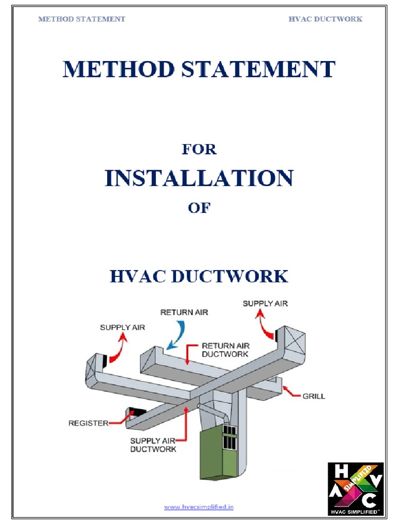 Method Statement For Installation of HVAC Ductwork 1 | PDF | Duct (Flow) | Equipment
