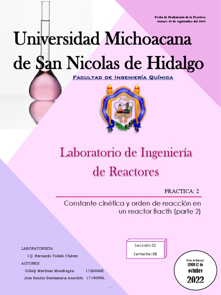 Análisis cinético de la reacción entre el violeta de cristal y la sosa en un reactor batch | PDF ...