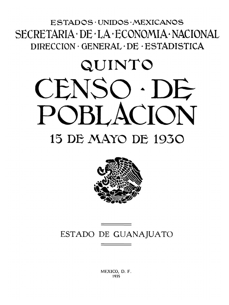 Censo de Población 1930 Guanajuato | PDF