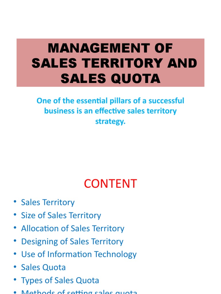 Management of Sales Territory and Sales Quota | PDF | Sales | Top Down ...