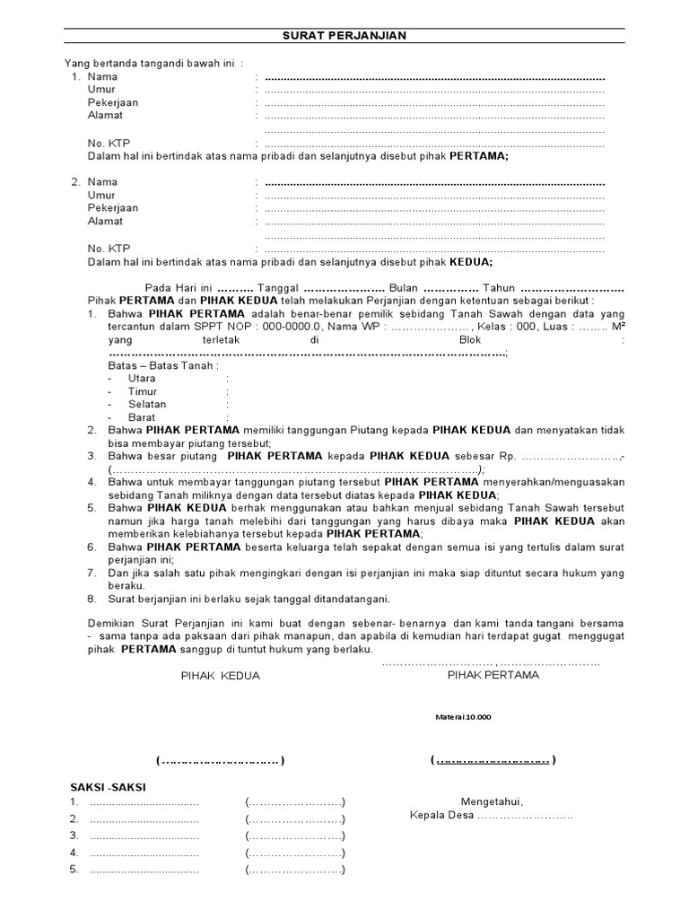 Perjanjian Gadai Tanah | PDF