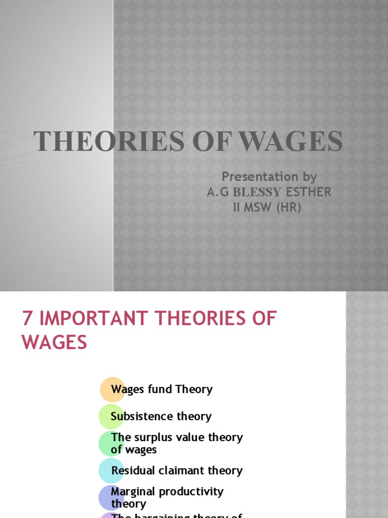 Theories of Wages | PDF | Labour Economics | Wage