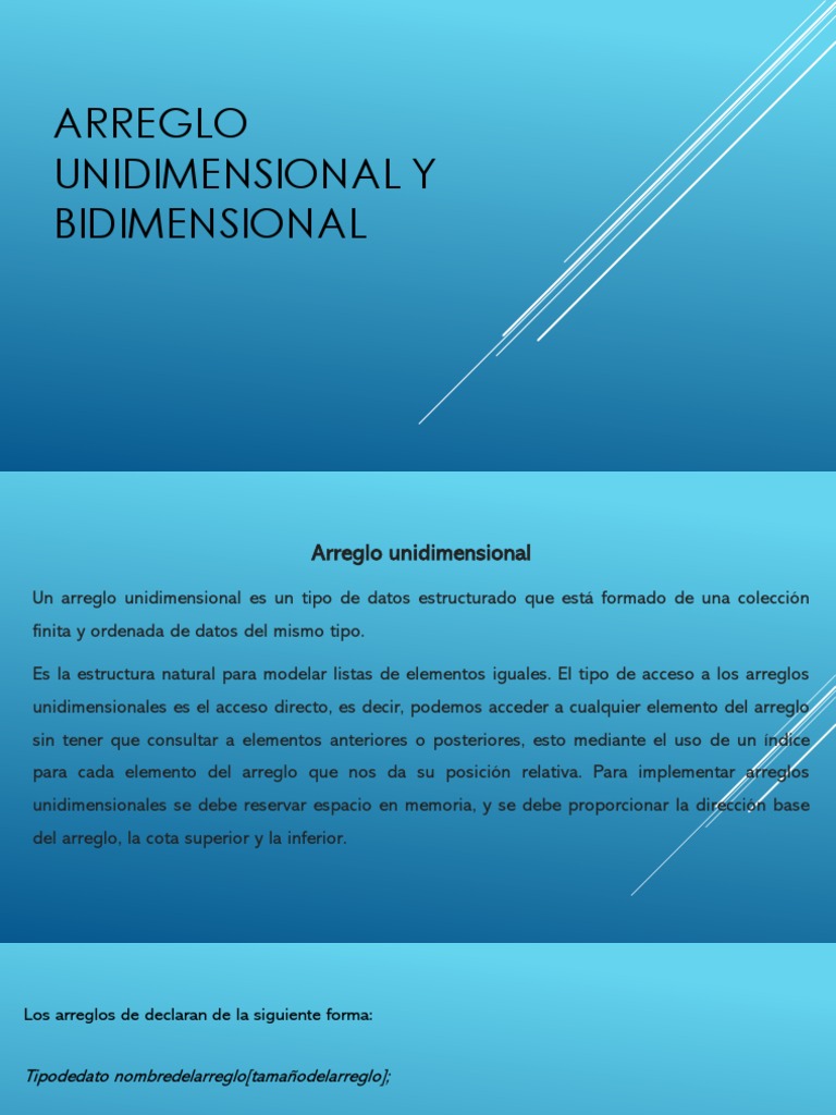 Arreglos Unidimensionales Bidimensionales | PDF | Estructura de datos ...