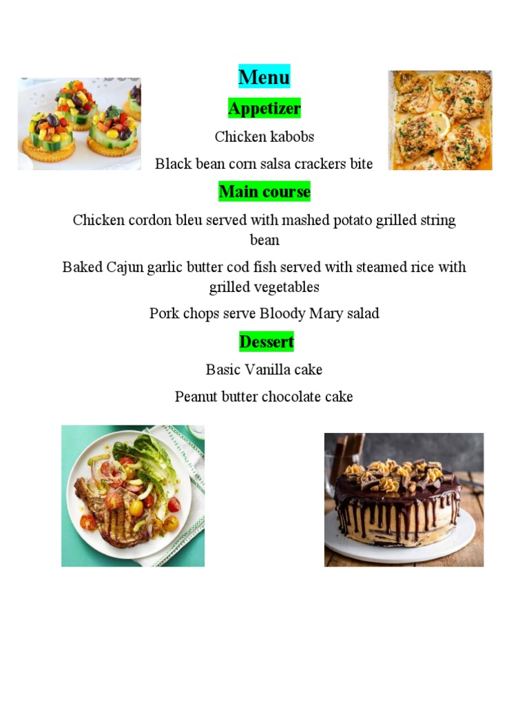 Level Four Menu Planning | PDF | Cakes | Chocolate