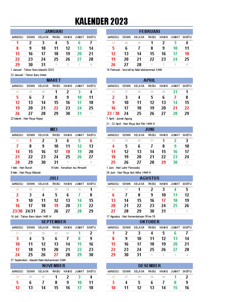 (Panduanmengajar - Com) - KALENDER 2023 | PDF