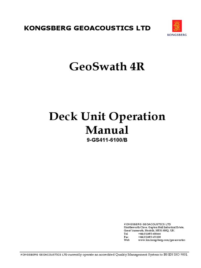 GS411-6100 - B (GeoSwath 4R Deck Unit Operation Manual) | PDF ...