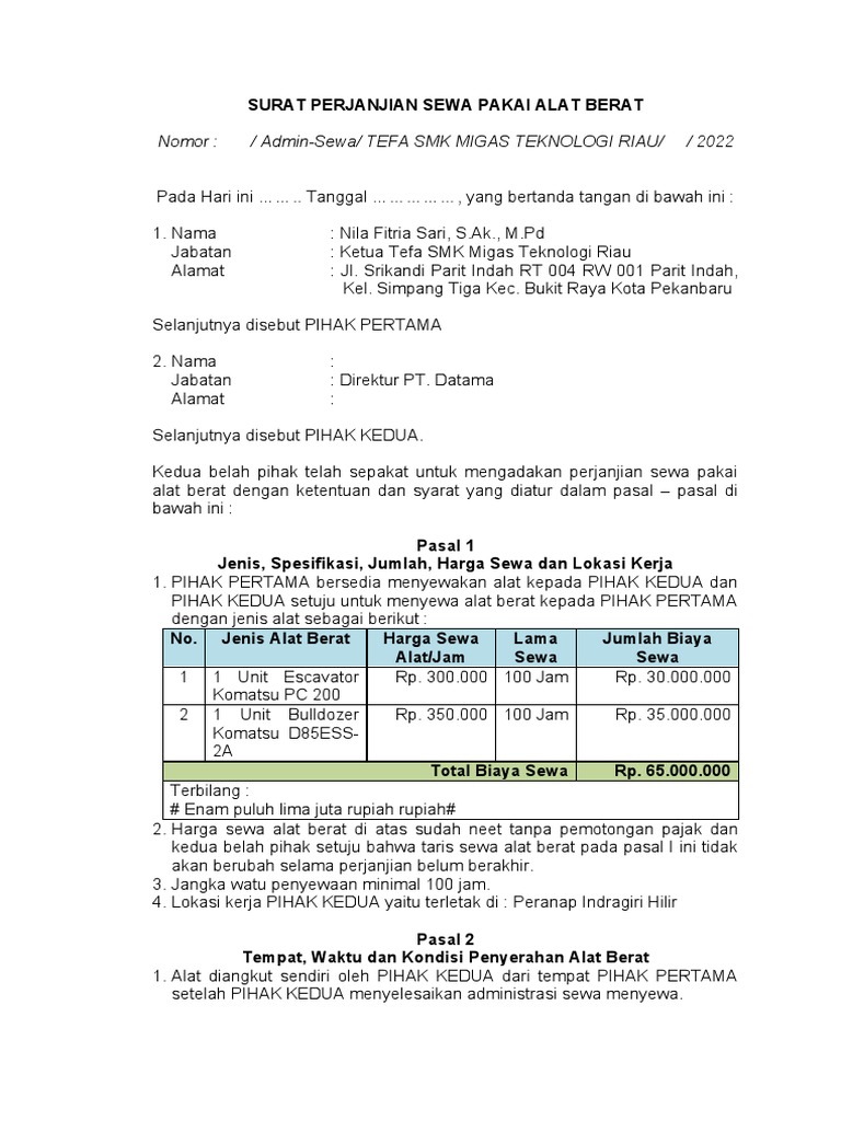 Surat Perjanjian Kerjasama Pdf