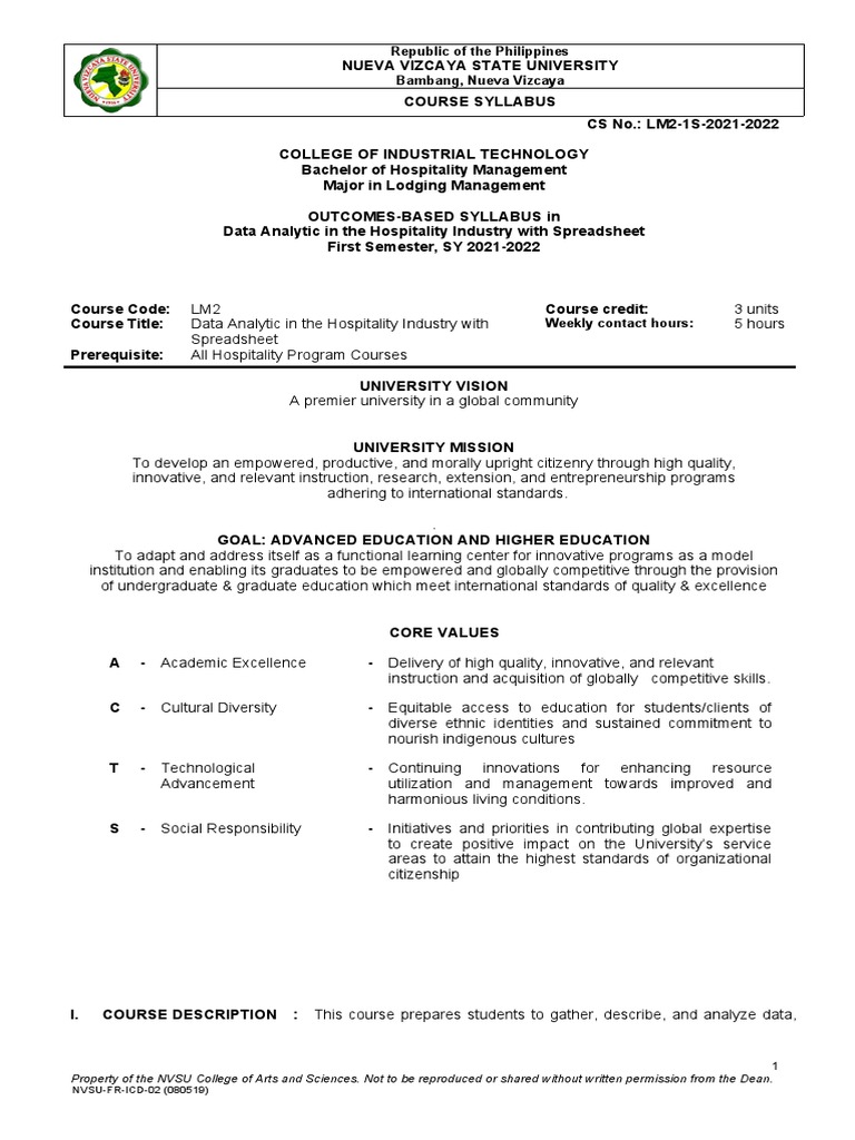 Data-Analytic Syllabus V1 | PDF | Data Analysis | Microsoft Excel