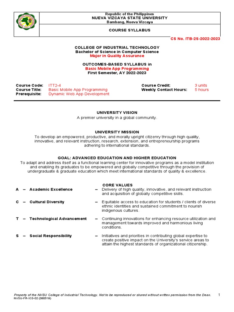 BSCS Syllabus Template 092122 | PDF | Computing | Android (Operating ...