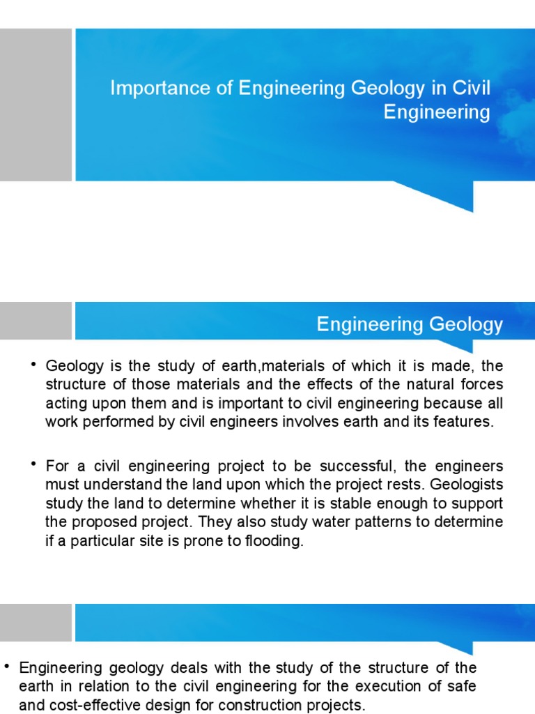 Importance of Engineering Geology in Civil Engineering | PDF | Geology | Civil Engineering