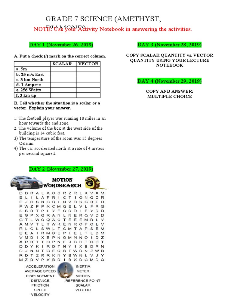 Grade 7 Activities | PDF