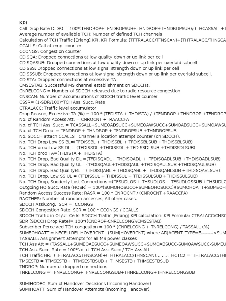 Cac Chi So KPI 2G | PDF | Networks | Wireless