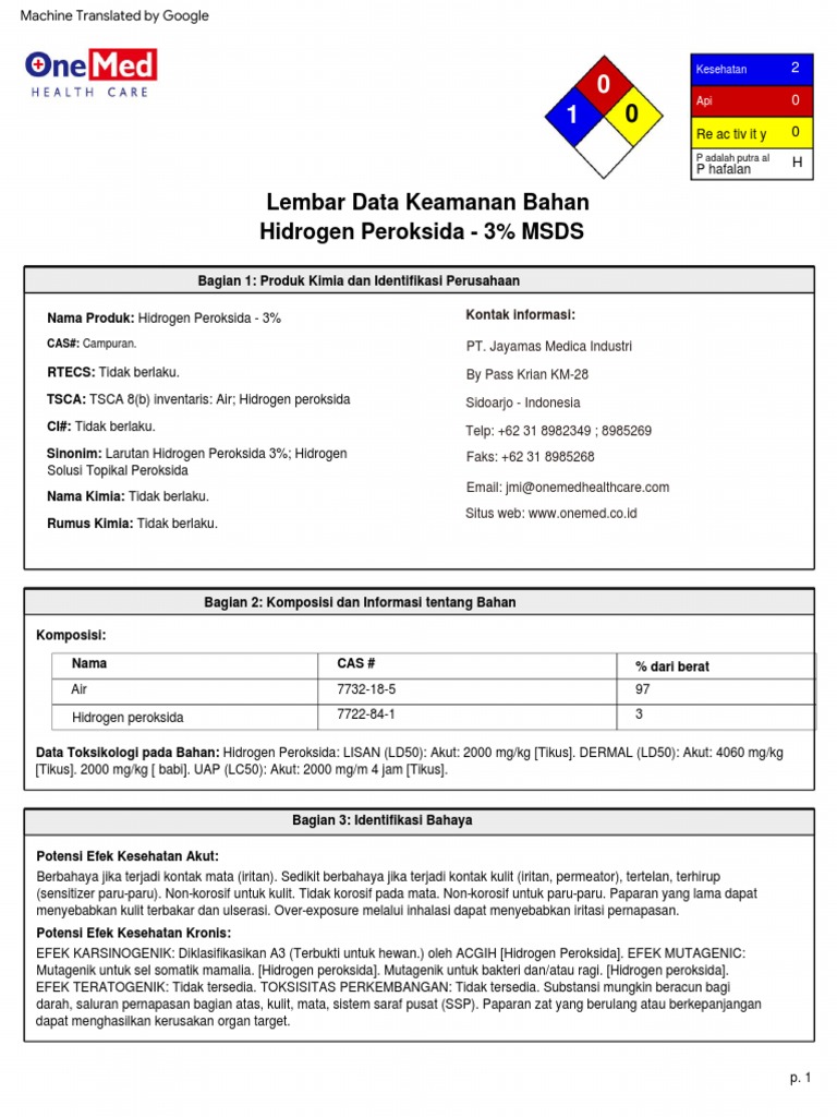 H2O2 3% (Peroxide Perhidrol) | PDF