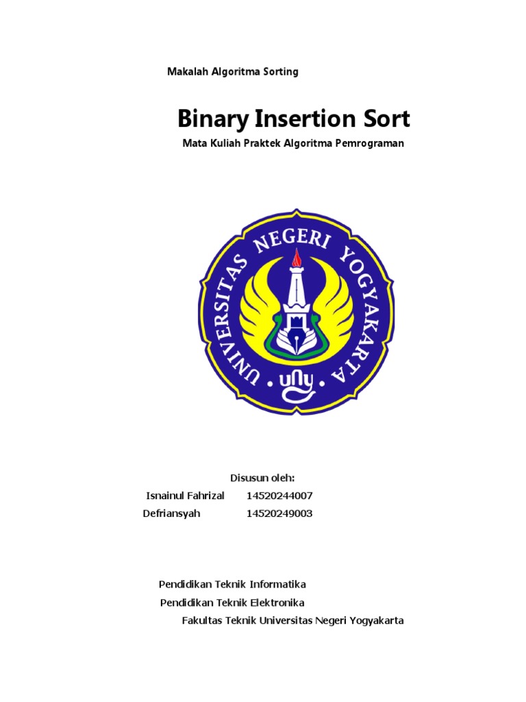 Binary Insertion Sort INUL | PDF