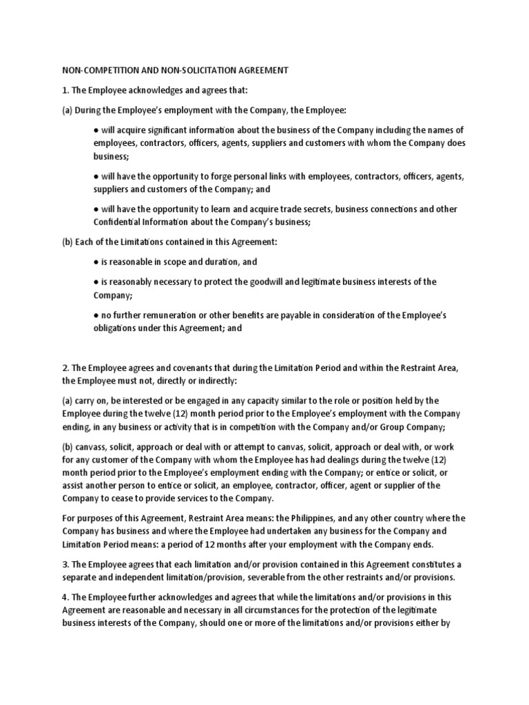 Non Compete Clause | PDF | Employment | Damages