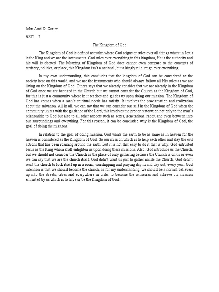 Kingdom of God (Cortez, John Axel) | PDF | Kingship And Kingdom Of God | Catholic Church