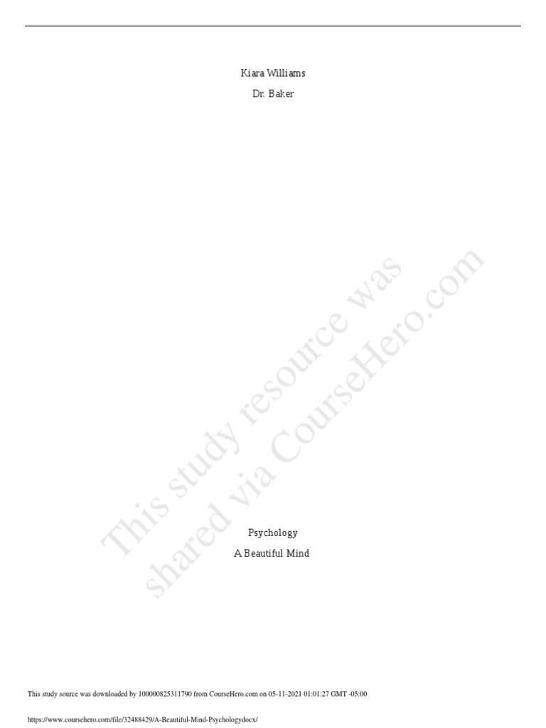 A Beautiful Mind Psychology | PDF | Schizophrenia | Causes Of Death