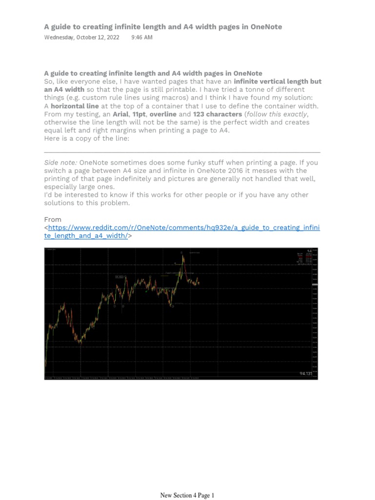 A Guide To Creating Infinite Length and A4 Width Pages in OneNote | PDF