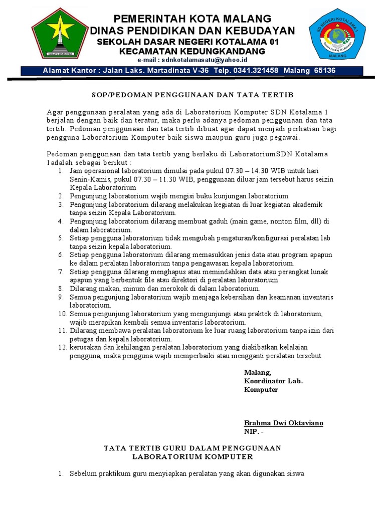 SOP Lab Komputer | PDF